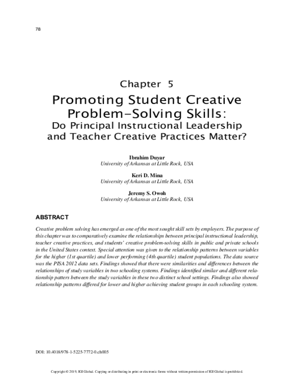(PDF) Promoting Student Creative Problem-Solving Skills