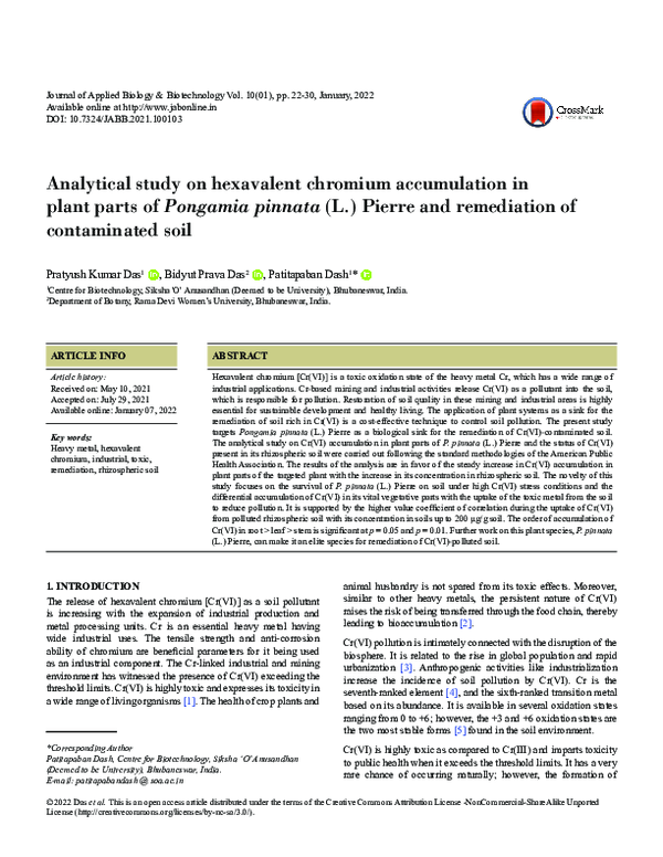 (PDF) Analytical study on hexavalent chromium accumulation in plant parts of Pongamia pinnata (L ...