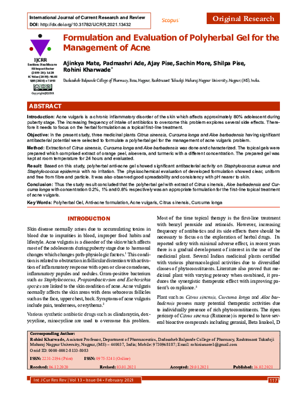 (PDF) Formulation and Evaluation of Polyherbal Gel for the Management ...