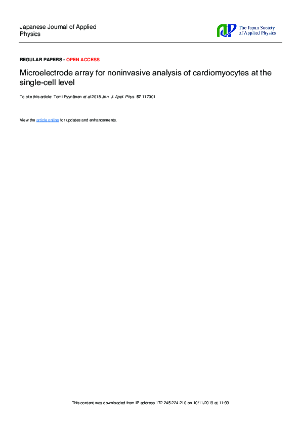 (PDF) Microelectrode array for noninvasive analysis of cardiomyocytes ...