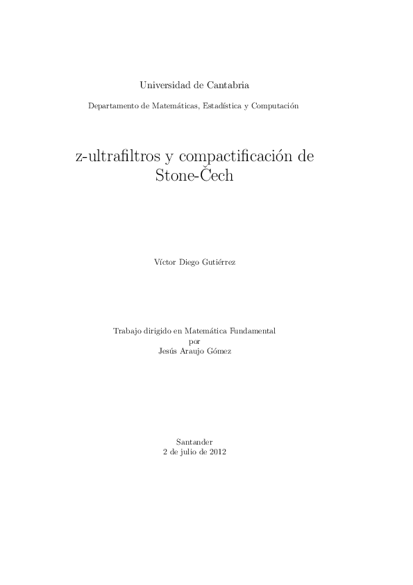 (PDF) Z-ultrafiltros y compactificación de Stone-Cech
