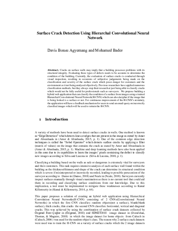 Pdf Surface Crack Detection Using Hierarchal Convolutional Neural Network