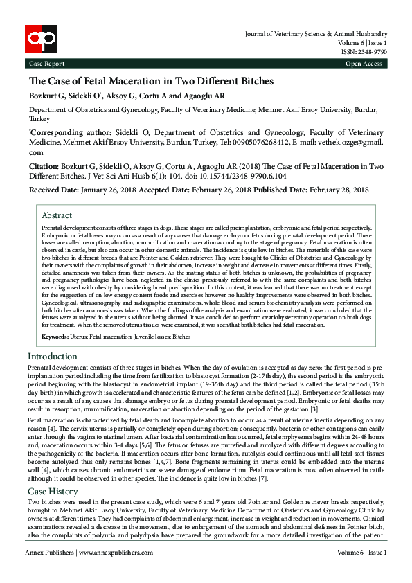 (PDF) The Case of Fetal Maceration in Two Different Bitches
