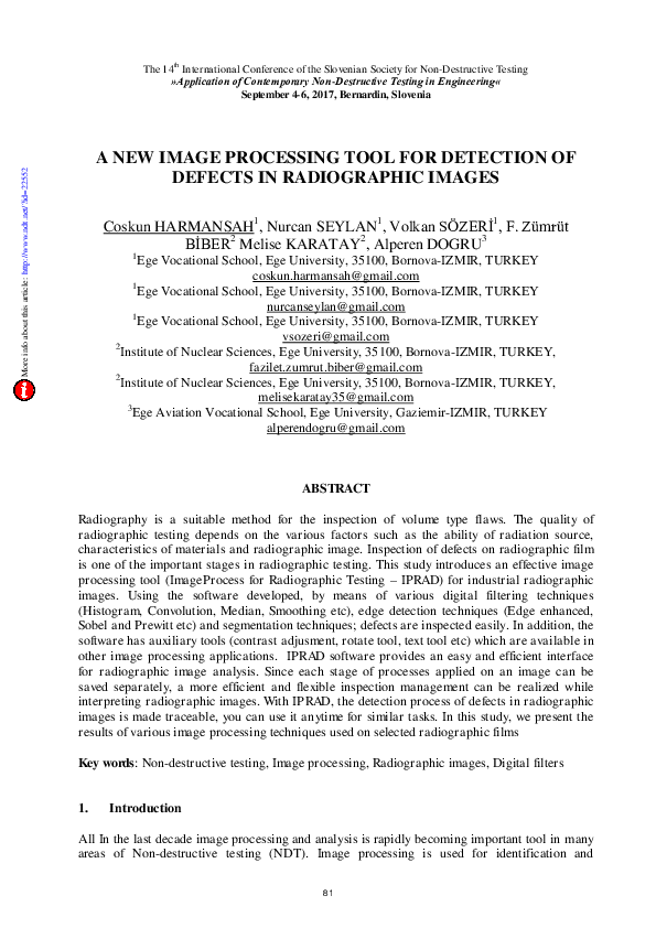 (PDF) A New Image Processing Tool for Detection of Defects in ...