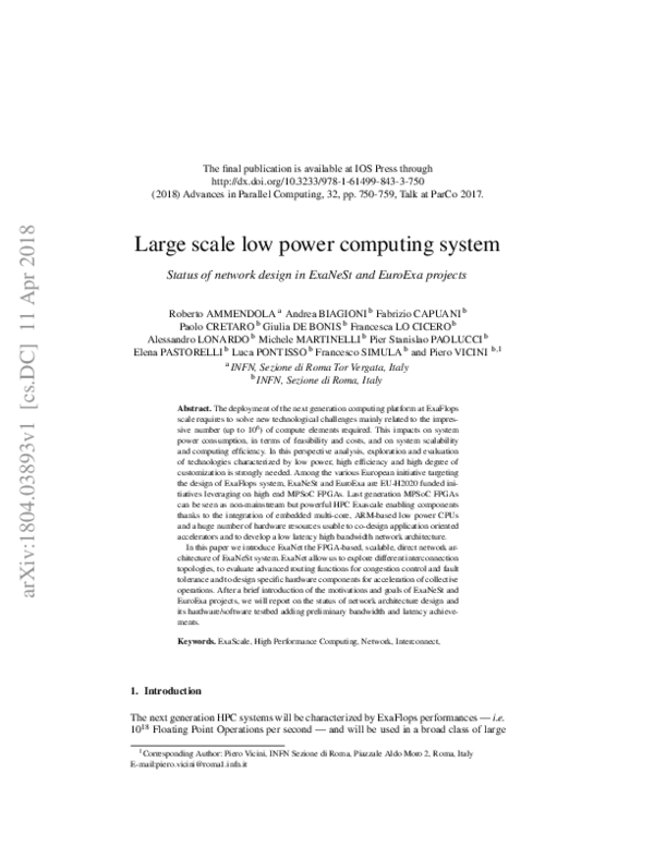 (PDF) Large Scale Low Power Computing System - Status of Network Design ...