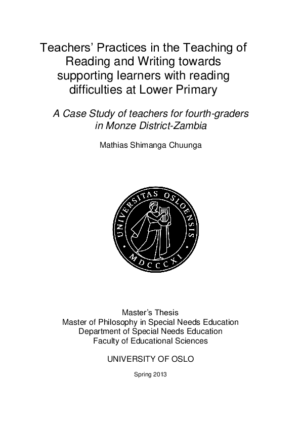 (PDF) Teachers' Practices in the Teaching of Reading and Writing ...