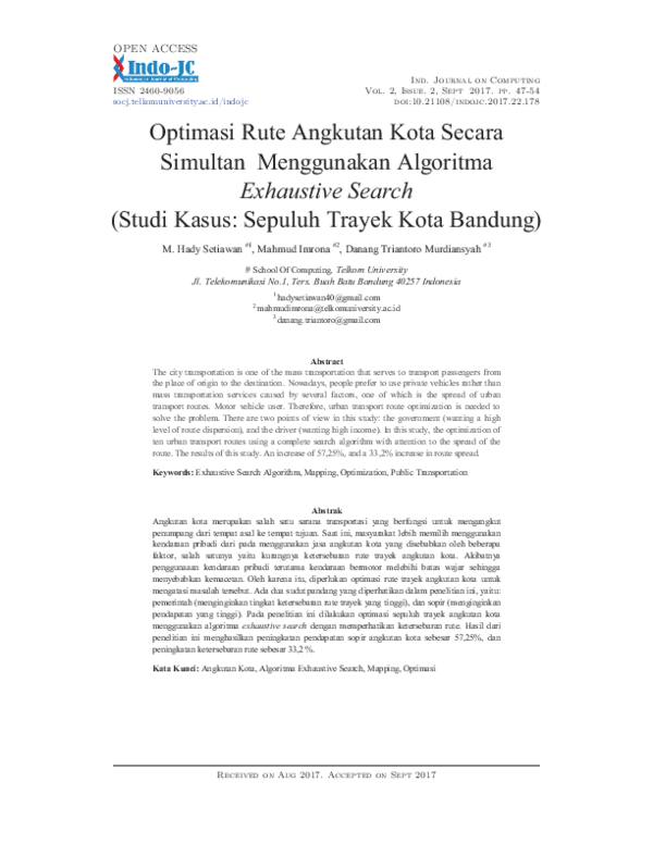 (PDF) Optimasi Rute Angkutan Kota Secara Simultan Menggunakan Algoritma ...