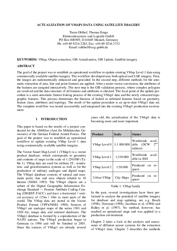 (PDF) Actualization of Vmap 1 Data Using Satellite Imagery