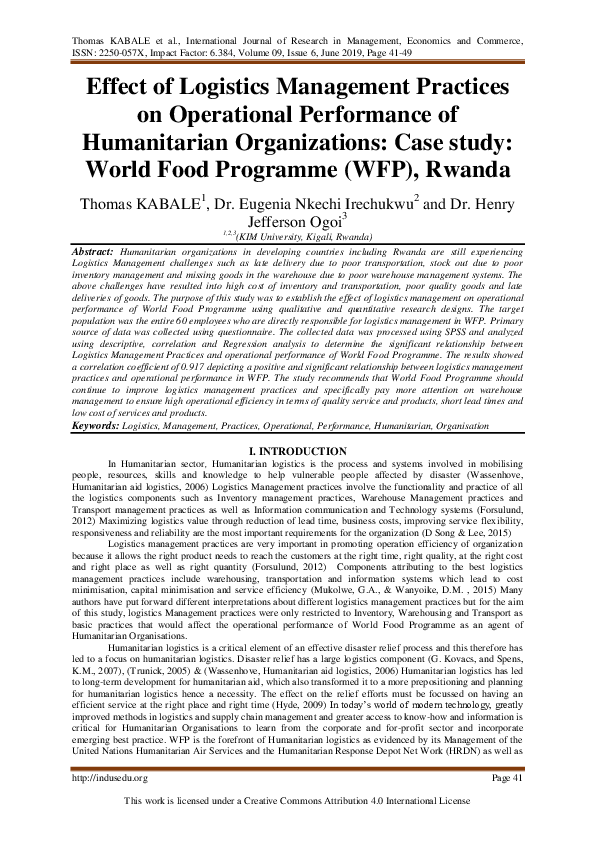 (PDF) Effect of Logistics Management Practices on Operational ...