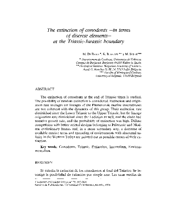 (PDF) The extinction of conodonts-in terms of discrete elements-at the ...