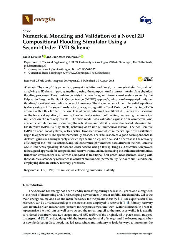 Pdf Numerical Modeling And Validation Of A Novel 2d Compositional