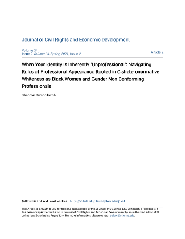 (PDF) When Your Identity Is Inherently "Unprofessional": Navigating ...