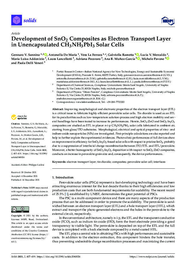 (PDF) Development of SnO2 Composites as Electron Transport Layer in ...