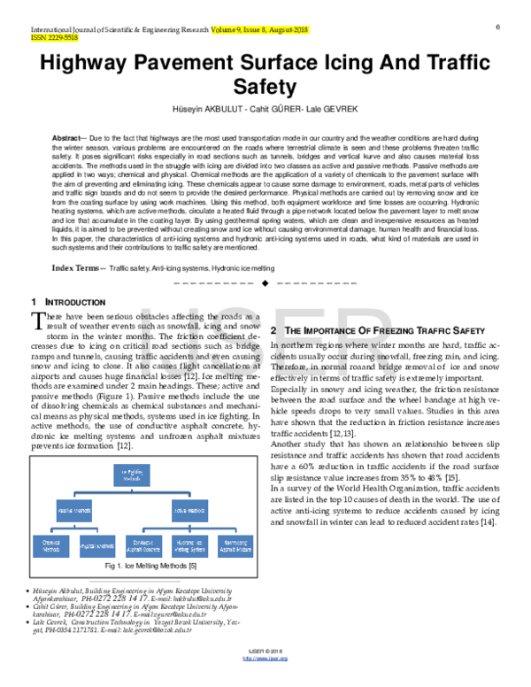 (PDF) Highway Pavement Surface Icing And Traffic Safety
