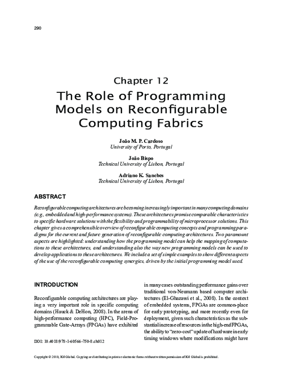 (PDF) The Role of Programming Models on Reconfigurable Computing Fabrics