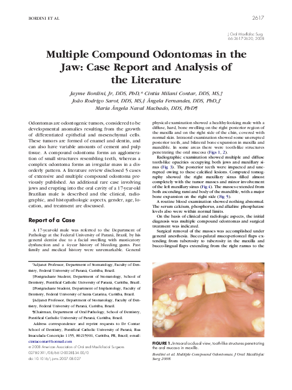 (PDF) Multiple Compound Odontomas in the Jaw: Case Report and Analysis ...
