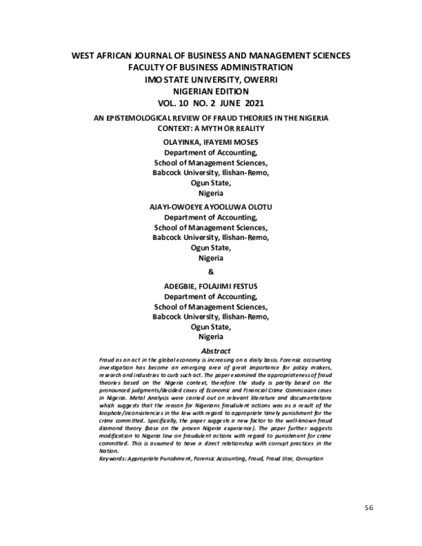 (PDF) WEST AFRICAN JOURNAL OF BUSINESS AND MANAGEMENT SCIENCES FACULTY ...