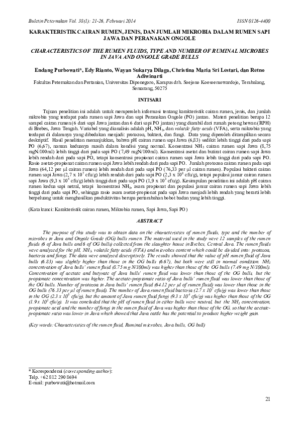 (PDF) Karakteristik Cairan Rumen, Jenis, Dan Jumlah Mikrobia Dalam ...