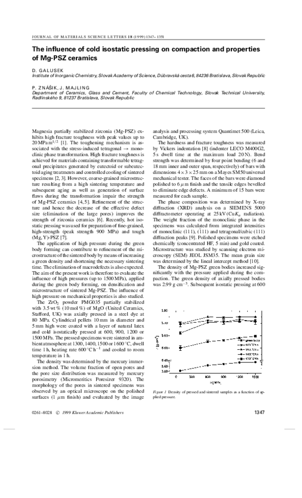 (PDF) The influence of cold isostatic pressing on compaction and ...