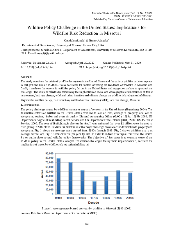 (PDF) Wildfire Policy Challenge in the United States: Implications for ...