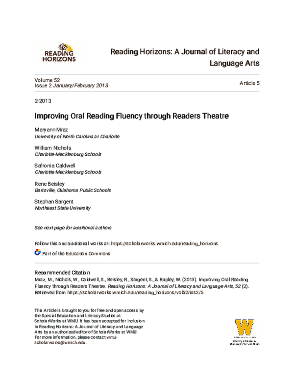 (PDF) Improving oral reading fluency through Readers Theatre