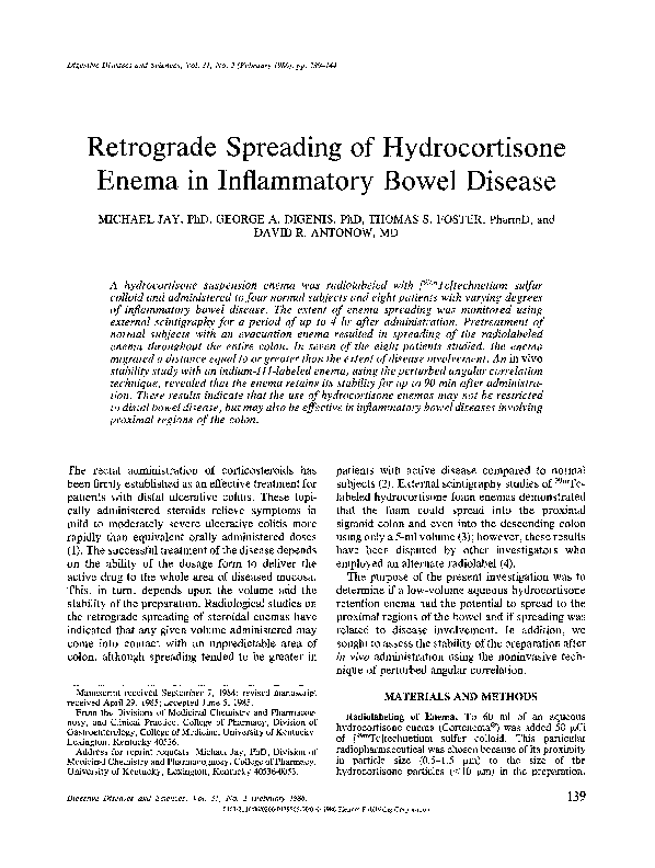 (PDF) Retrograde spreading of hydrocortisone enema in inflammatory ...