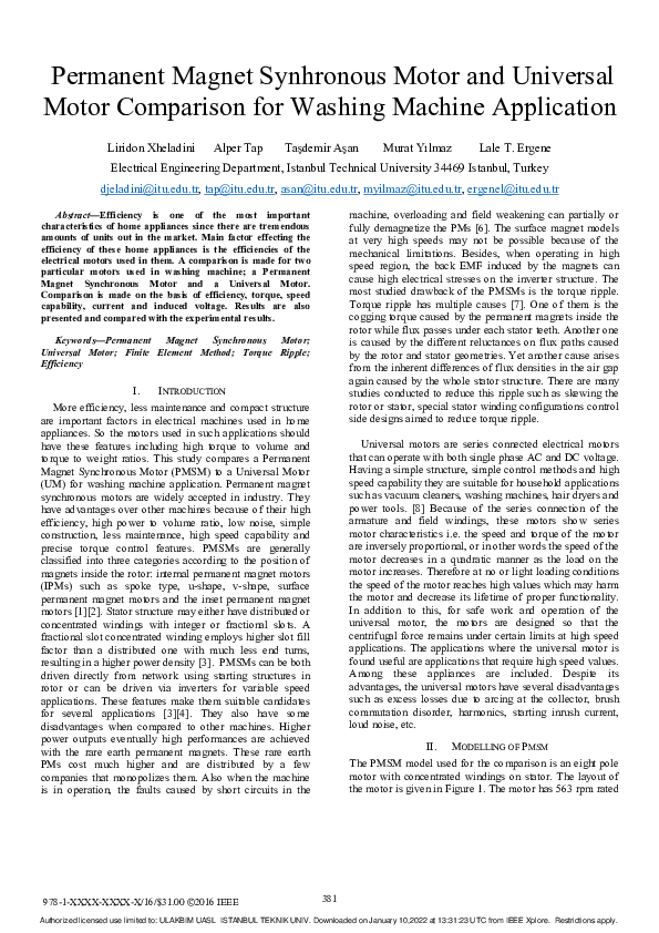 (PDF) Permanent Magnet Synhronous Motor and Universal Motor comparison ...