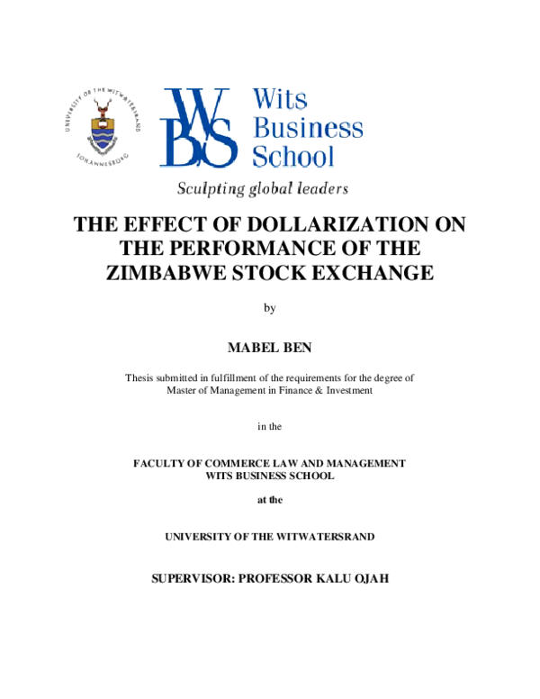 (PDF) The effect of dollarization on the perfomance of the Zimbabwe ...