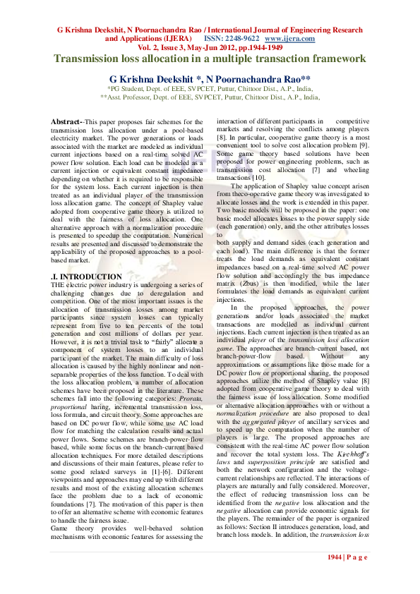 (PDF) Transmission loss allocation in a multiple transaction framework ...