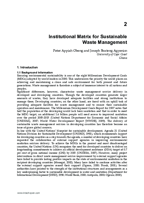 (PDF) 2 Institutional Matrix for Sustainable Waste Management