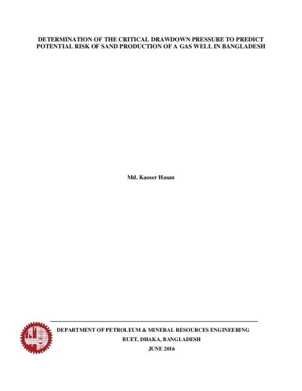 (PDF) Determination of the critical drawdown pressure to predict ...