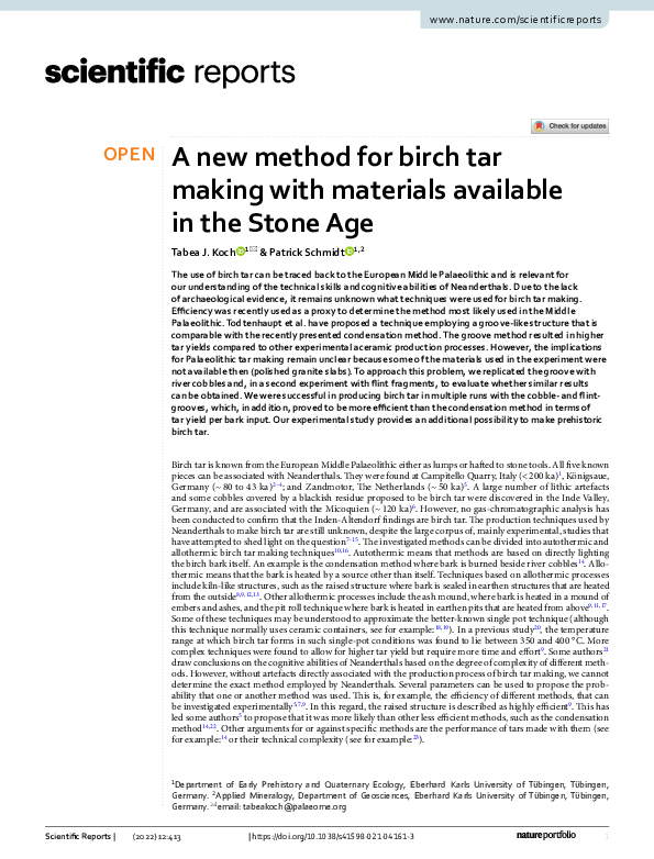 (PDF) A new method for birch tar making with materials available in the ...
