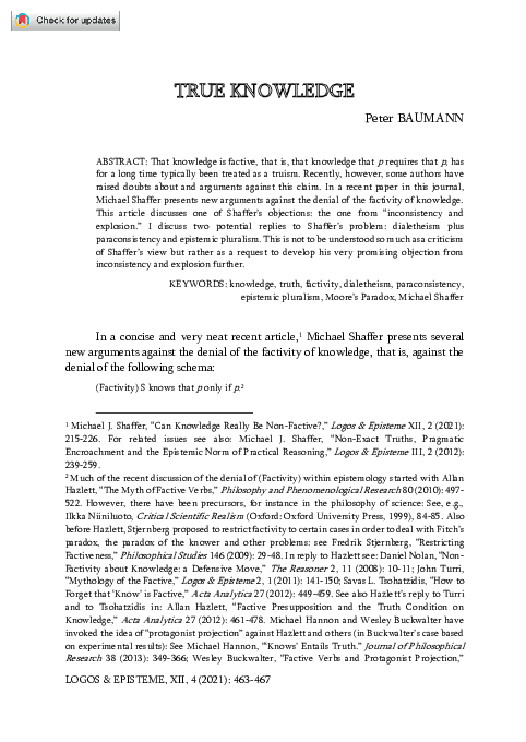 (PDF) TRUE KNOWLEDGE