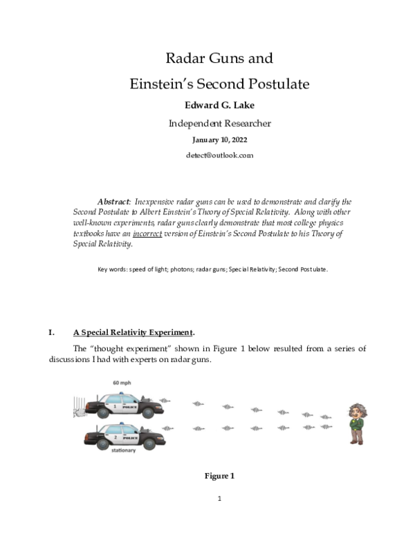(PDF) Radar Guns and Einstein's Second Postulate