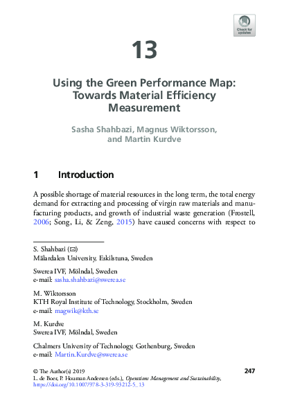 (PDF) Using the Green Performance Map : towards material efficiency ...