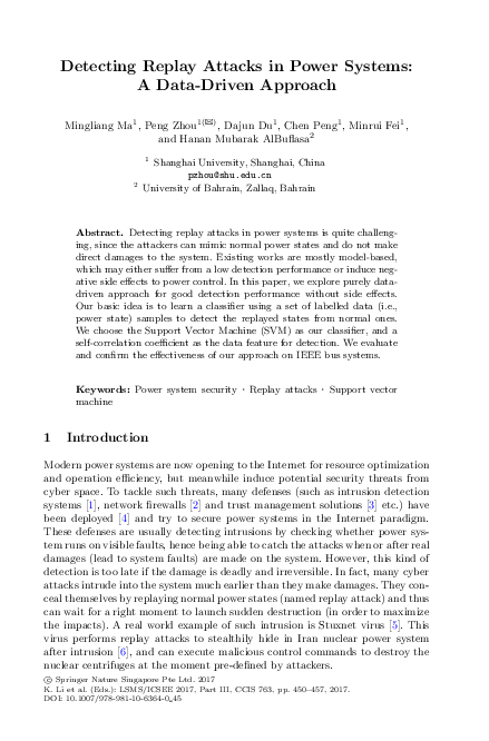 (PDF) Detecting Replay Attacks in Power Systems: A Data-Driven Approach