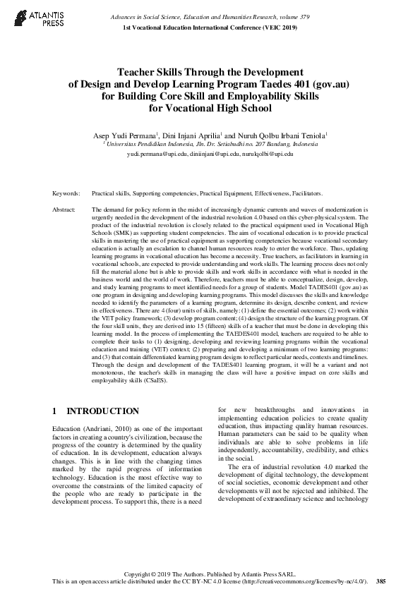 (PDF) Teacher Skills Through the Development of Design and Develop ...