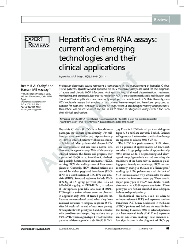 (PDF) Hepatitis C virus RNA assays: current and emerging technologies ...