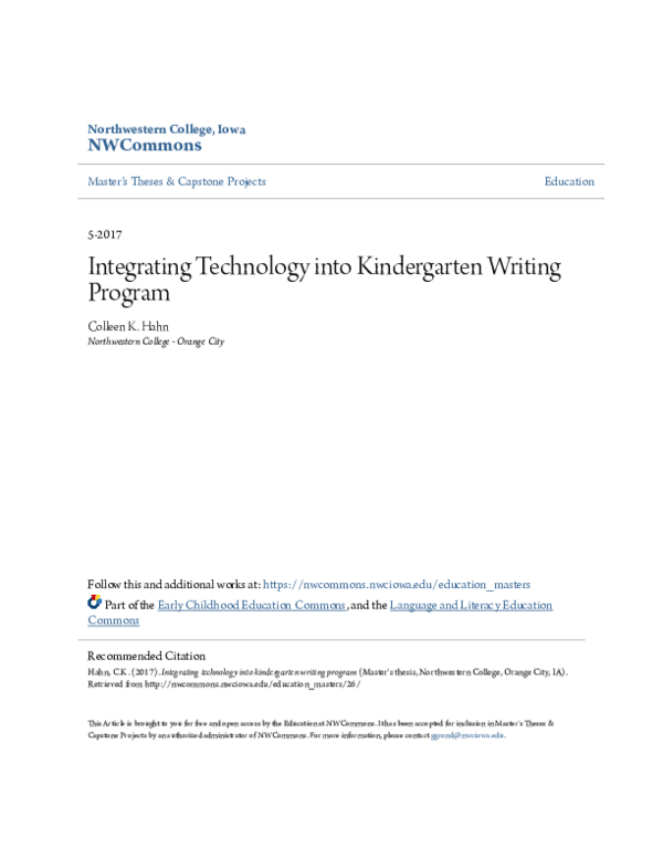 (PDF) Integrating Technology into Kindergarten Writing Program ...