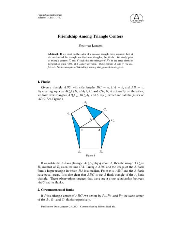 (PDF) Friendship Among Triangle Centers