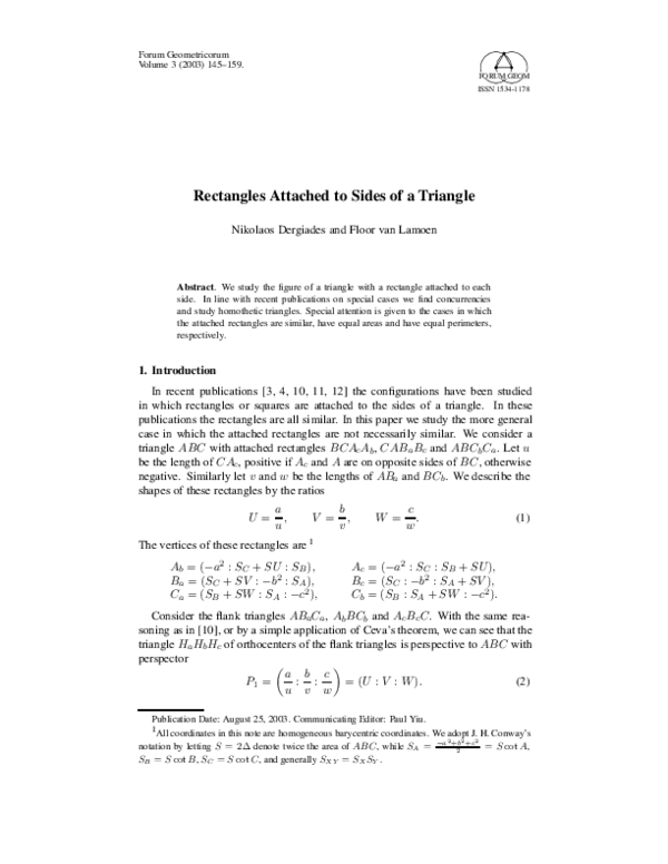 (PDF) Rectangles Attached to Sides of a Triangle