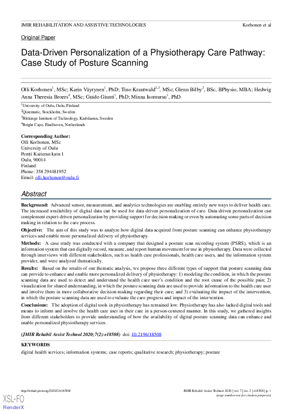 (PDF) Data-Driven Personalization of a Physiotherapy Care Pathway: Case ...