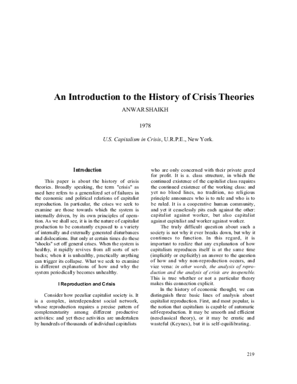 (PDF) An introduction to the history of crisis theories
