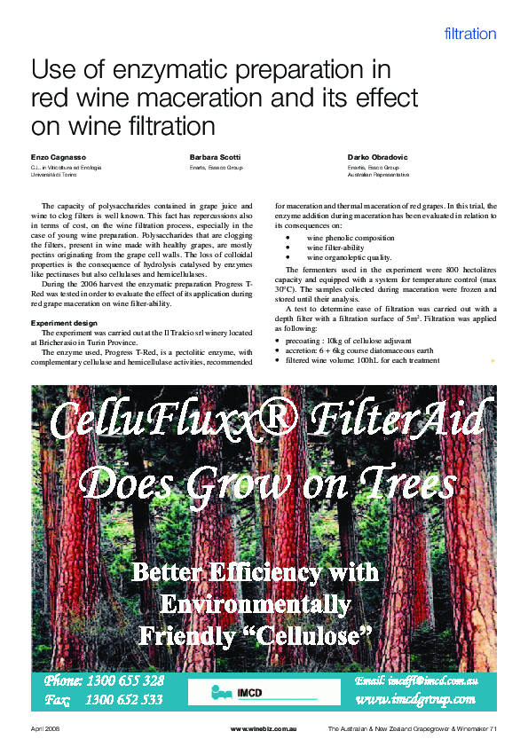 (PDF) Use of enzymatic preparation in red wine maceration and its ...