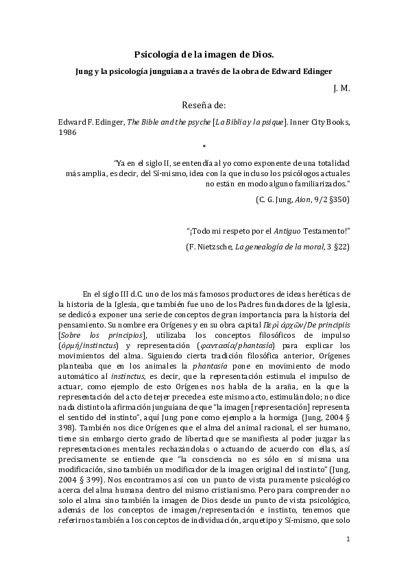(PDF) Psicología de la imagen de Dios. Jung y la psicología junguiana a ...