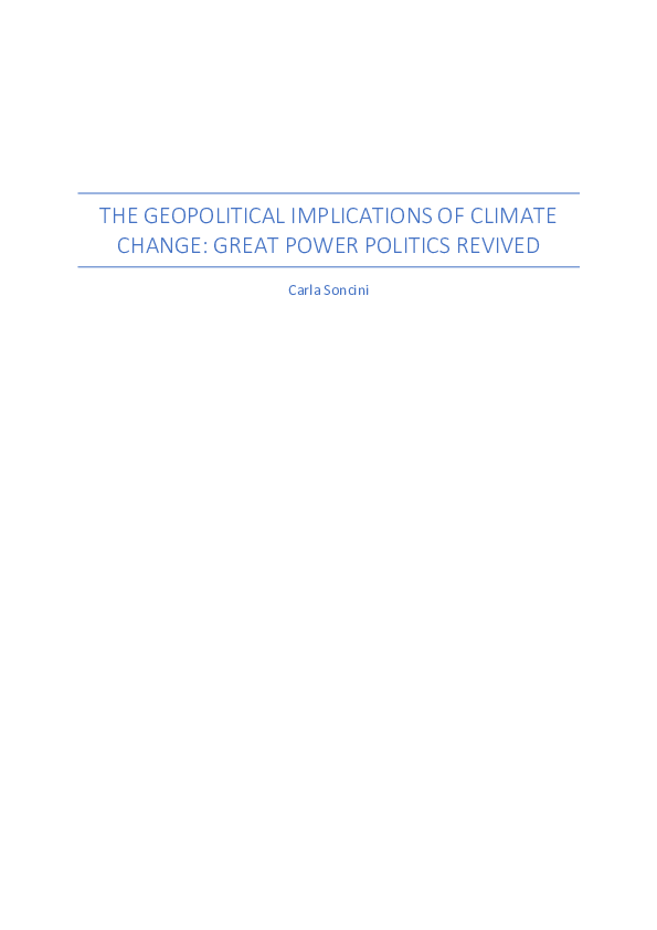 (PDF) THE GEOPOLITICAL IMPLICATIONS OF CLIMATE CHANGE: GREAT POWER ...