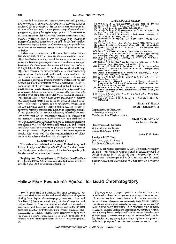 (PDF) Hollow fiber post-column reactor for liquid chromatography