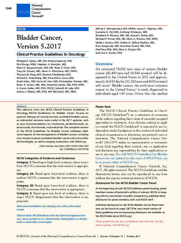 (PDF) Bladder Cancer, Version 5.2017, NCCN Clinical Practice Guidelines ...