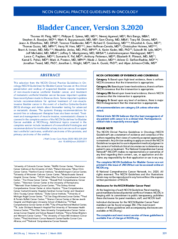 (PDF) Bladder Cancer, Version 3.2020, NCCN Clinical Practice Guidelines in Oncology