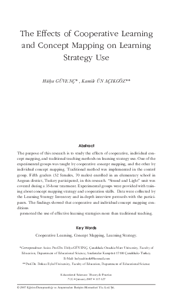 (PDF) The Effects of Cooperative Learning and Concept Mapping on Learning Strategy Use